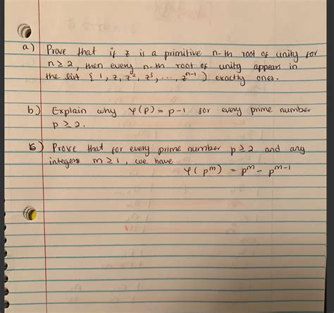 Solved A Prove That Iſ Z Is A Primitive N Th Root Of Unity