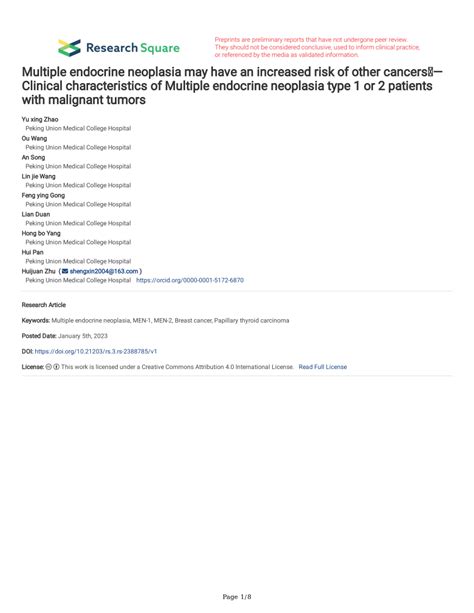 Pdf Multiple Endocrine Neoplasia May Have An Increased Risk Of Other Cancers？—clinical