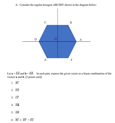 solved a consider the regular hexagon abcdef shown in the