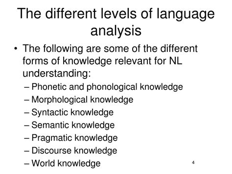 Ppt Artificial Intelligence The Different Levels Of Language Analysis
