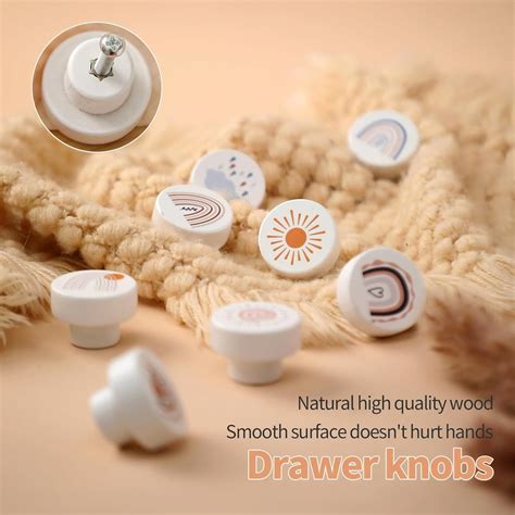 Wooden Rainbow Cabinet Knobs Decorative Wood Dresser Knobs With Screws Nursery Dresser Knobs For