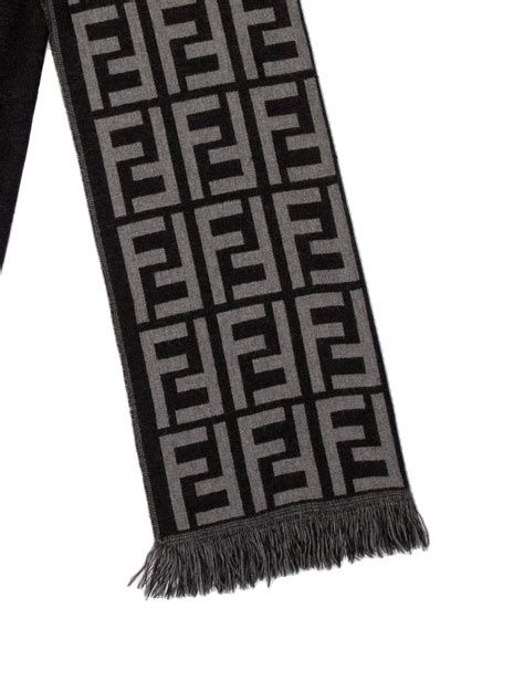 Fendi Wool Zucca Ff Logo Scarf Neutrals Scarves And Shawls