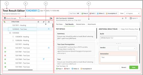 The Test Result Editor User Interface
