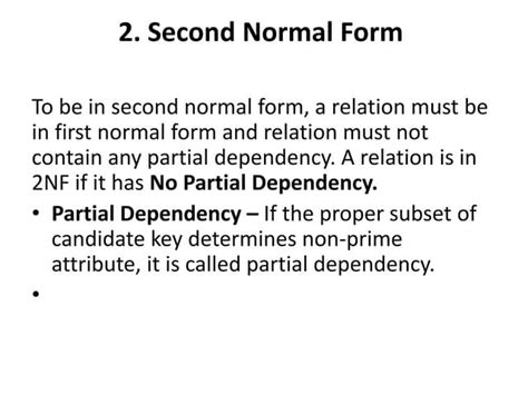 Data Base Mangement System Second Normalization Form Ppt