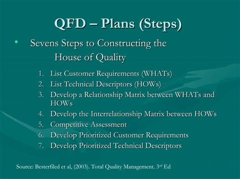 Introduction To Quality Functional Deployment Qfdppt