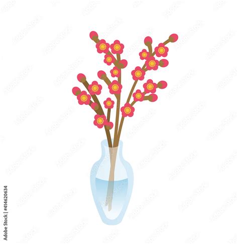 イラスト素材 ひなまつり 桃の花を花瓶に生ける様子 生け花 カットイラスト เวกเตอร์สต็อก Adobe Stock
