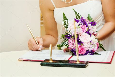 The Bride Signs The Certificate Stock Photo By Alena0509 29013333