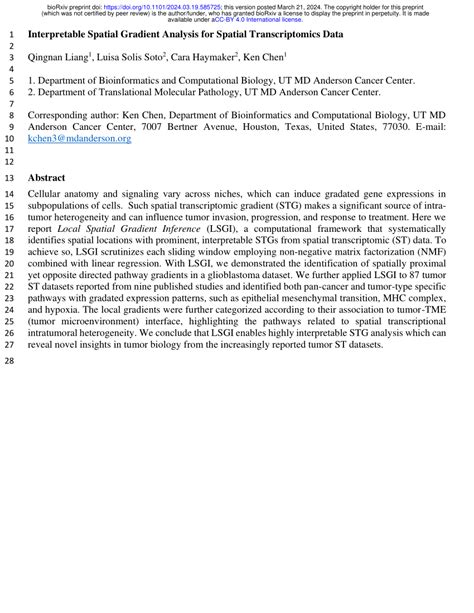 Pdf Interpretable Spatial Gradient Analysis For Spatial Transcriptomics Data