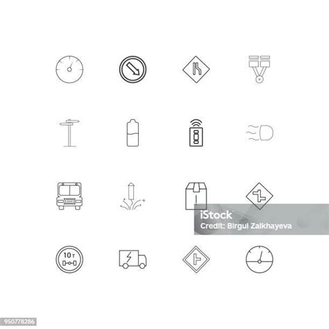 자동차 및 운송 간단한 선형 아이콘 설정합니다 개요 벡터 아이콘 Right Turn에 대한 스톡 벡터 아트 및 기타 이미지 Right Turn 도로 도로 표지판