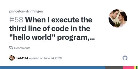 When I Execute The Third Line Of Code In The Hello World Program The