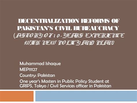 Story Of Devolution Of Power Reforms Ppt