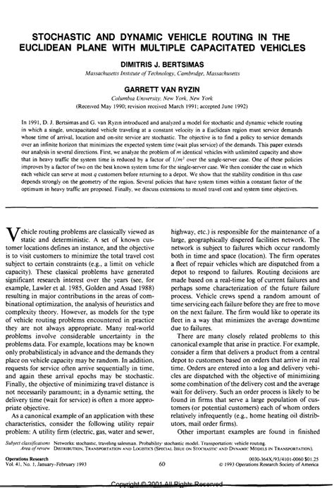 Pdf Stochastic And Dynamic Vehicle Routing In The Euclidean Plane With Multiple Capacitated