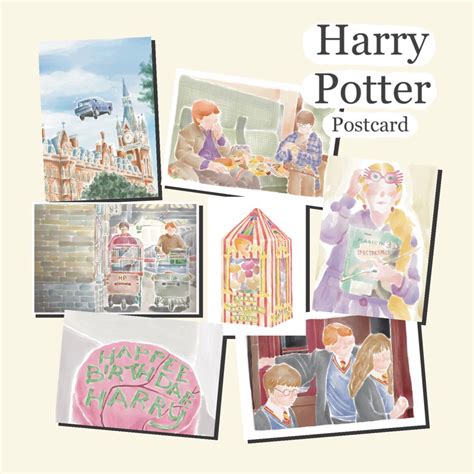 โปสการ์ด แฮร์รี่พอตเตอร์ Harry Potter Postcard โปสเตอร์ตกแต่งห้อง ภาพวาด รูปสีน้ำ Shopee Thailand