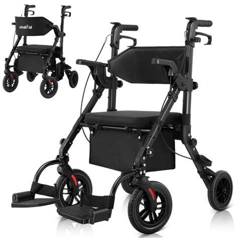 Strollaid Rollator Walker And Transport Chair 10 Big Wheels
