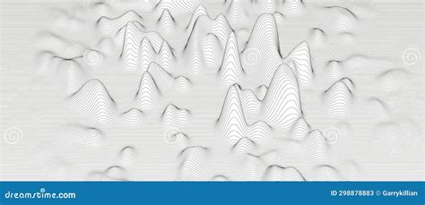 Abstract Background With Distorted Line Shapes On A White Background Monochrome Sound Line