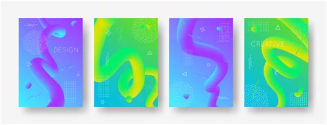 포스터 표지 배너에 대한 현대적인 유체 모양과 추상 그라데이션 기하학적 배경의 벡터 세트 파도가 흐르는 형태의 트렌디 한 브로셔 컬렉션 0명에 대한 스톡 벡터 아트 및 기타