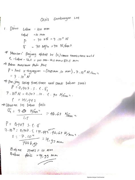 Contoh Soal Sambungan Las Elemen Mesin 1 23 Pdf
