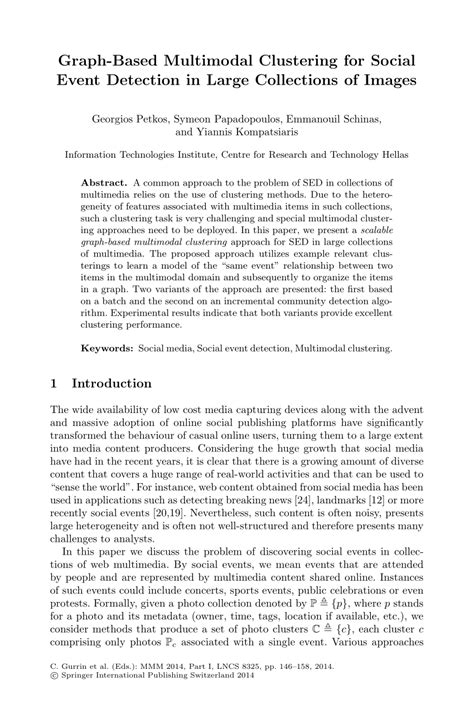 Pdf Graph Based Multimodal Clustering For Social Event Detection In