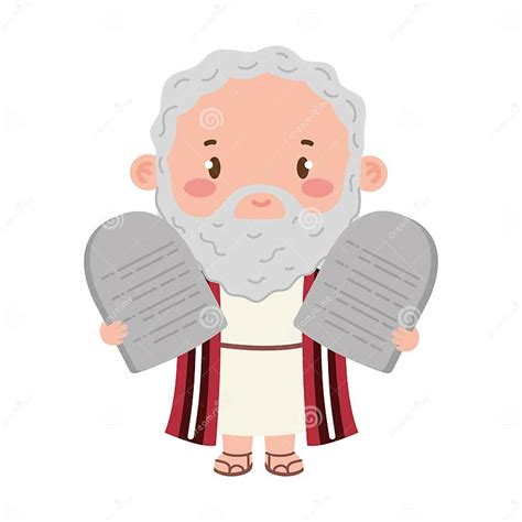 Cute Moses Bible Character With Ten Commandments Stock Vector Illustration Of Rock Hebrew