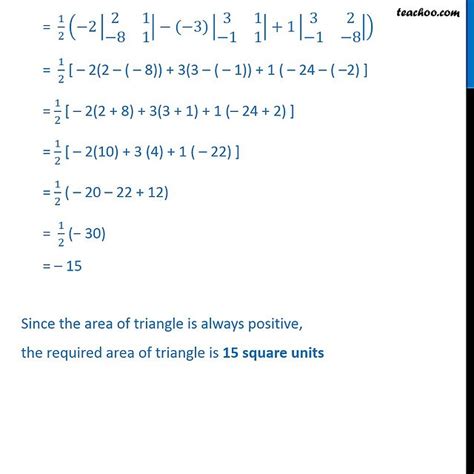 Ex Find Area Of Triangle Using Determinants Area Of Triangl