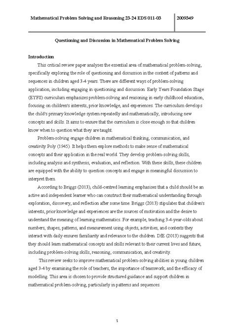 Mathematical Assignment 1 Questioning And Discussion In Mathematical