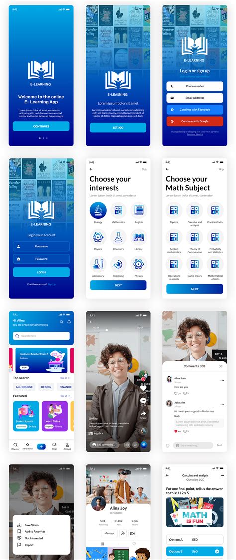 E Learning App IOS UI Kit On Behance