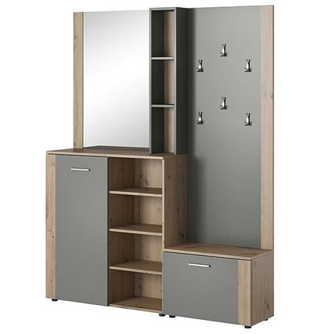 Комплект мебели за антре занаятчийски дъб антрацит Aron