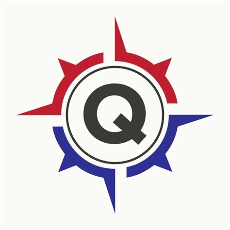 Premium Vector Compass Logo On Letter Q Alphabet Navigator Symbol