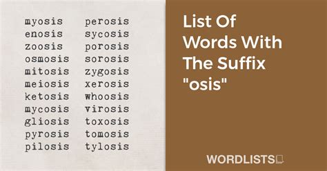 List Of Words With The Suffix Osis