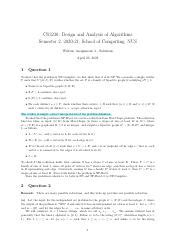 CS3230 WA3 Solution Pdf CS3230 Design And Analysis Of Algorithms
