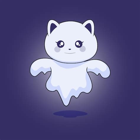 Premium Vector Cute Floating Ghost Cat Isolated Design