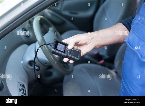 Man Using Car Diagnostic Scan Tool Stock Photo Alamy