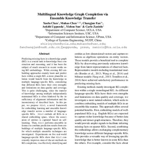 multilingual knowledge graph completion via ensemble knowledge transfer