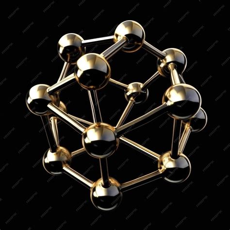Diamond Molecular Structure 3d Atomic Model With Gold Ball Icons