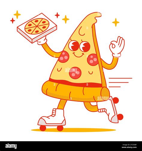 Pizza Character Who Skates And Delivers Pizza Stock Photo Alamy