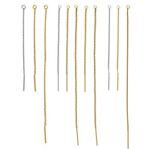 스테인리스 스틸 이어와이어 긴 체인 이어라인 귀걸이 여성용 드롭 댕글 귀걸이 쥬얼리 제작 Diy 10 개 8cm 13cm Aliexpress