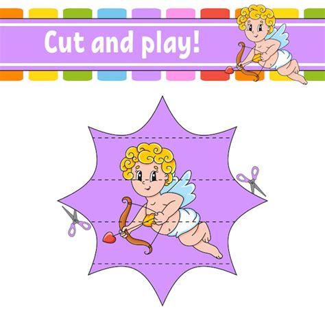 아이들을 위한 논리 퍼즐 교육 개발 작업표 학습 게임 활동 페이지 유치원 터 일러스트레이션을 위한 절단 연습 프리미엄 벡터