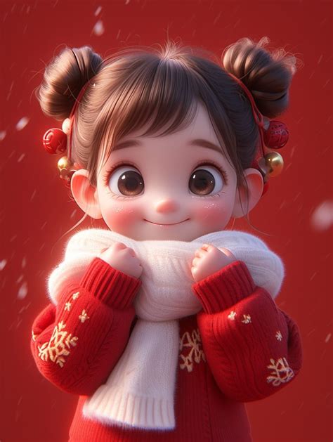 可爱的中国小女孩，皮克斯风格 Ai工具研究所