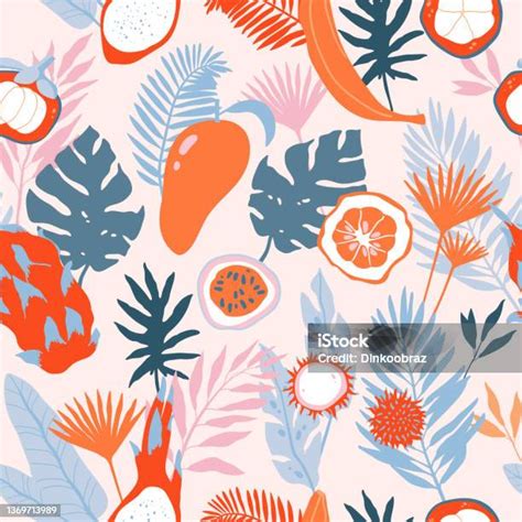 열대 정신과 매끄러운 패턴 정글 잎과 손바닥 벽지 또는 포장지에 이상적입니다 리치에 대한 스톡 벡터 아트 및 기타 이미지 리치 유자 0명 Istock