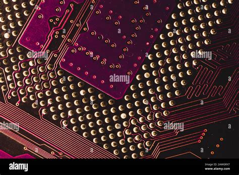 Processor Pins Macro Computer Motherboard Close Up Cpu Pins On A Circuit Board Micro Elements