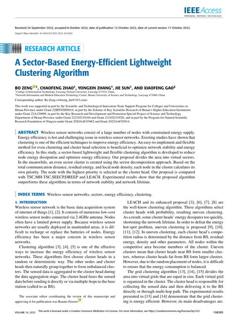 pdf a sector based energy efficient lightweight clustering algorithm