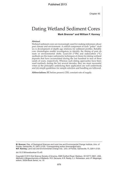 Pdf Dating Wetland Sediment Cores