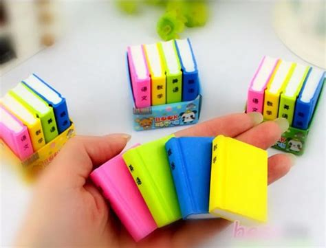 귀여운 크리 에이 티브 책 스타일 연필 지우개 학교 용품 고무 지우개 아트 드로잉 고무 사무실 청소 어린이 선물 24 가방몫지우개 Aliexpress