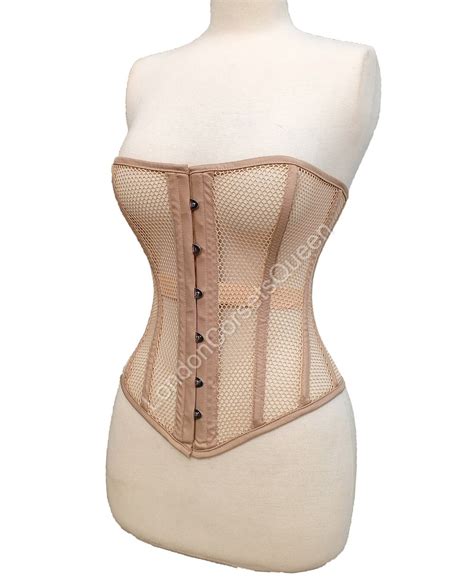 Heavy Duty Overbust Waist Trainer Mesh Corset Steel Boned Nude Corset