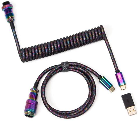 Кабель синхронизации данных Keychron Type A Type C Premium Coiled Aviator Cable Straight Rainbow