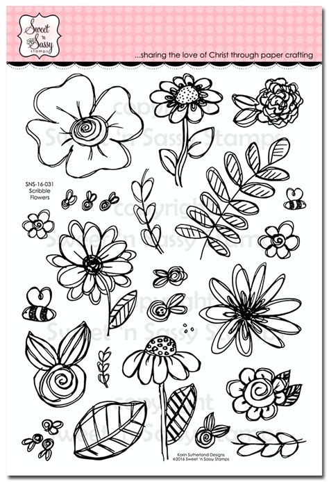 Sweet N Sassy Stamps Scribble Flowers