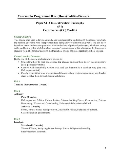 Cpp Syllabus 2023 Courses For Programme B Hons Political Science