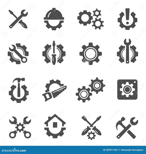 Repair Maintenance Bold Black Silhouette Icons Set Isolated On White