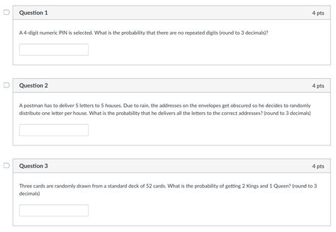 Solved A 4 Digit Numeric Pin Is Selected What Is The