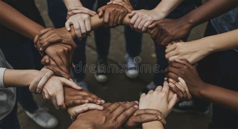 Group Joining Hands Forming Circle Of Unity And Support Stock Illustration Illustration Of